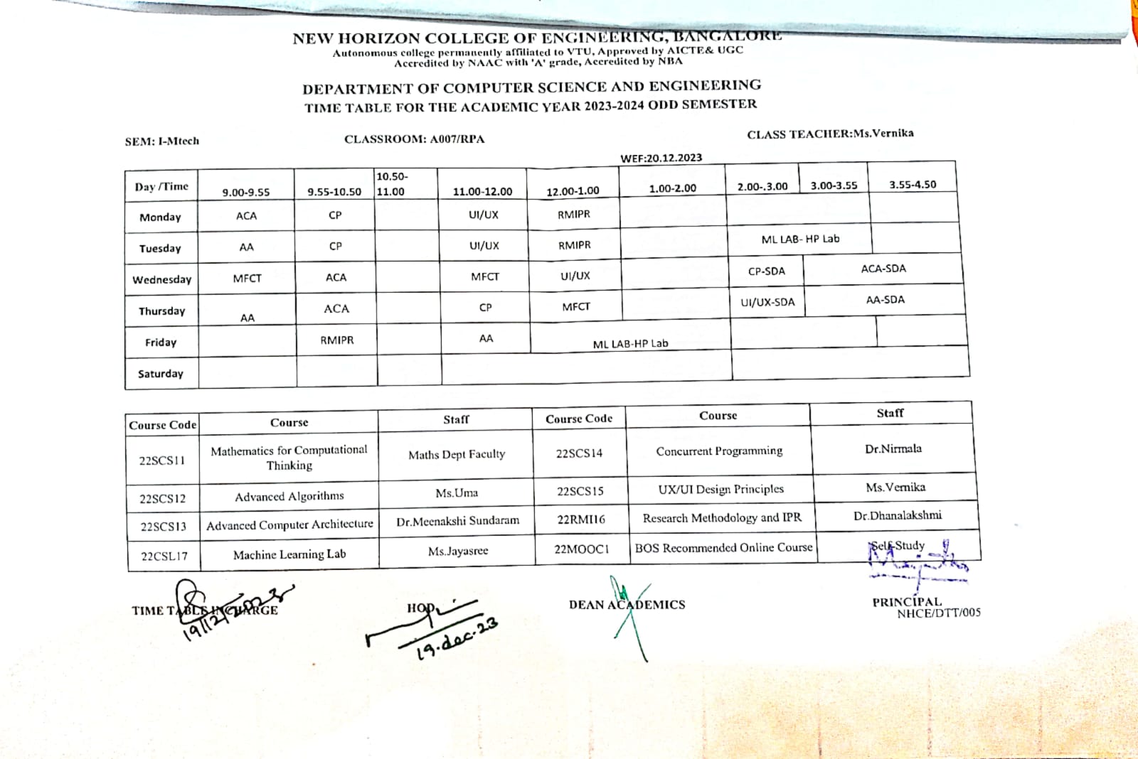 2023-24 ODD Semester - Computer Science Engineering